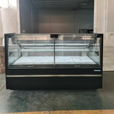China 1875MM Commercial Plug‑in Serve‑Over Chiller with Dual Evaporator for Fresh Meat Supermarket for sale
