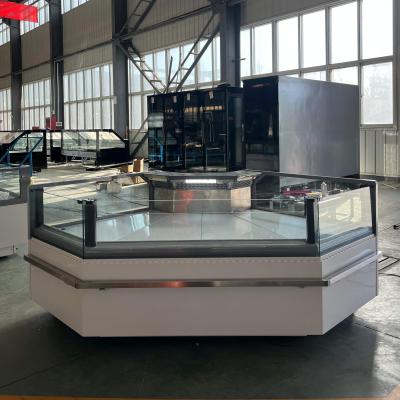 China Stainless‑steel Plug‑in Corner Chiller Connecting Straight Cabinets for Meat Merchandising for sale