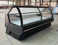 China 2500mm Curved Meat Display Counter with Steel Bumper & Customisable Cabinet Colour for sale