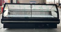 China 2500mm Curved Meat Display Counter with Steel Bumper & Customisable Cabinet Colour for sale
