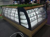 China RHEA 375M Series Island-Style Multi-Level Food Display Cabinet Commercial Vegetable Refrigerator for sale