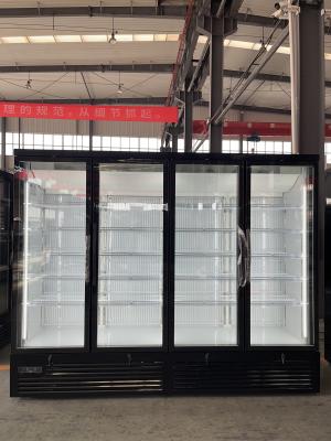 China Plug-in Commercial Upright Display Freezer 4 Door Glass Door Freezer for Supermarket for sale