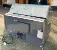 China 1500mm Serve‑over Meat Display Counter with Lift‑up Glass & Panoramic Endpanels for sale