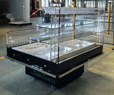 China 125X Deep‑Body 4‑Sided Transparent Island Refrigerator, R290 Commercial Fresh Meat Showcase for sale