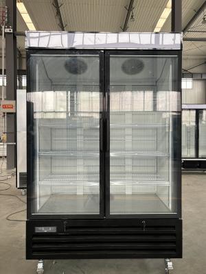 China Plug-in Commercial Double Glass Door Anti-fog Upright Display Freezer for Supermarket 115V for sale