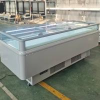 China 250G R290 Large‑capacity Hypermarket Dual‑temp Island Cabinet With Low‑E Top Sliding Door for sale