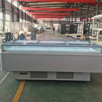 China 250G R290 Large‑capacity Hypermarket Dual‑temp Island Cabinet With Low‑E Top Sliding Door for sale