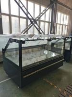 China 1875mm Deli Refrigerated Display Case Straight Glass Commercial Serve Over Counter Stainless Steel 304 Interior for sale