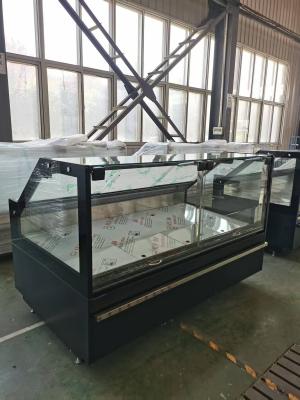 China 1875mm Deli Refrigerated Display Case Straight Glass Commercial Serve Over Counter Stainless Steel 304 Interior for sale