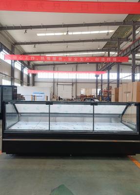 China 2900mm Self-contained Compressor Meat Showcase Refrigerator Straight Glass Serve Over Display Chiller for sale