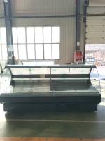China 2500mm Meat Showcase Refrigerator Curved Glass Commercial Deli Counter Inside Shelf and Led Lights NARO250C for sale