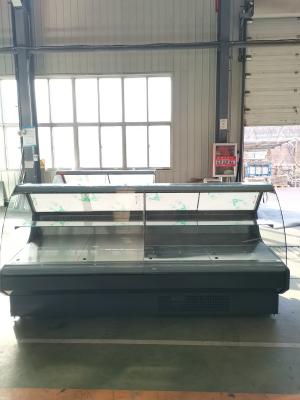 China 2500mm Meat Showcase Refrigerator Curved Glass Commercial Deli Counter Inside Shelf and Led Lights NARO250C for sale