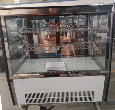 China 660mm Counter‑Top Flat‑Front Cake Chiller Double‑Tempered‑Glass Mini Dessert Showcase for sale