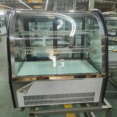 China Curved Double‑Tempered‑Glass Counter Chiller Top‑LED Cake Shop Pastry Display Unit for sale