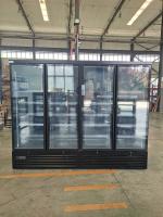 China MAXIMA 2500mm 4-Door Glass Door Self-Contained Freezer Display Cabinet – 700mm Depth, 5 Wire Shelves, Vertical LED, Anti-Fog Glass for sale