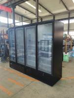 China MAXIMA 2500mm 4-Door Glass Door Self-Contained Freezer Display Cabinet – 700mm Depth, 5 Wire Shelves, Vertical LED, Anti-Fog Glass for sale