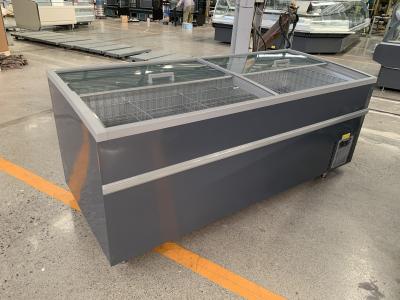 China Commercial Island Display Freezer with Up-Down Glass Door and Static Cooling OCEANUS210 for sale