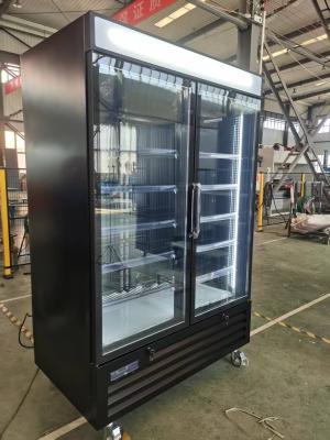 China KBGDM 1360mm 2-Door Glass Door Self-Contained Freezer Display Cabinet with Inverter – 800mm Depth, 5 Shelves, Vertical LED, Anti-Fog Glass for sale