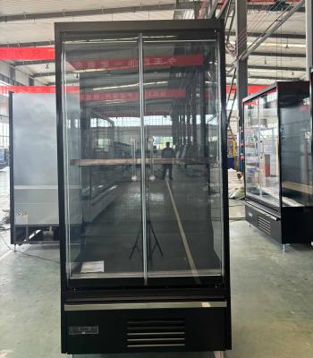 China 998MM Anti‑Fog Glass Door Upright Chiller for Shop Fruit Beverage Merchandising for sale