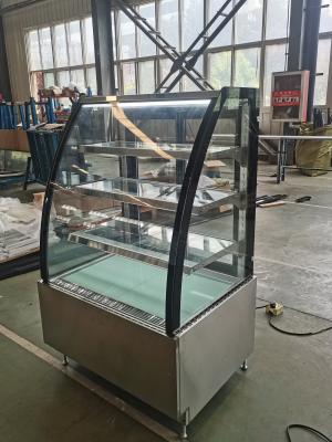 China Commercial Refrigerated Cake Display Showcase with Curved Anti-Fog Glass and Three Shelves ROSA90TS for sale
