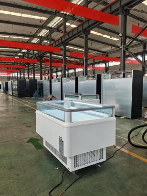 China VISION 150 Freezer and Fridge interchangeable Chain Commercial Supermarket Sliding Glass Top Open Door Island Meat Cooler Chest Freezer for sale