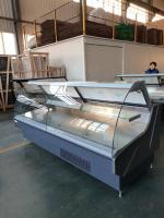 China NARO 2500mm Curved Glass Display Case with Lift-Up Door – Self-Contained R290, Back Storage Cabinet for sale