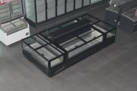 China GRAND150 Auto-Defrost/Evaporation Visual Window Sliding Low-E Glass Lid Supermarket Display Combined Island Deep Freezer for sale