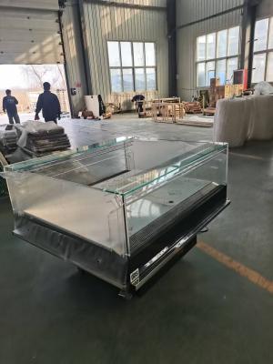 China PRO 1364mm Semi-Vertical 4-Sided Transparent Display Cooler – 1184mm Depth, R290, EBM Fan, Low-E Door for sale