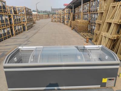 China VENUS250 Supermarket Commercial Deep Chest Double Glass Door Refrigerators Island Freezers for sale