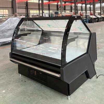 China THEA 1250mm Small‑Footprint Curved Glass Serve‑Over Refrigerated Deli Showcase for sale