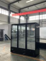 China MAXIMA Double Glass Door Standalone Refrigerated Showcase – 700mm Depth, 5 Metal Wire Racks, Vertical Strip LED, Low-E Insulated Glass for sale