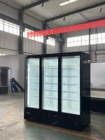 China MAXIMA Double Glass Door Standalone Refrigerated Showcase – 700mm Depth, 5 Metal Wire Racks, Vertical Strip LED, Low-E Insulated Glass for sale