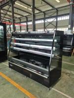 China SEMI Panoramic End Panel Open Front Cooler LED Lit Fruit & Deli Display Chiller for sale