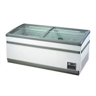 China glass top island freezer Supermarket Island Freezer with DC inverter compressor for sale
