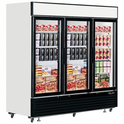 China High Efficiency Upright Glass Door Freezer Long Handle Showcase Refrigeration Display Case for sale