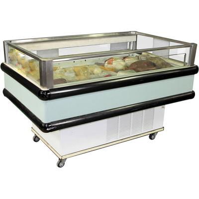 China Dual Temp Supermarket Island Freezer R404a Refrigerant Air Cooling System for sale