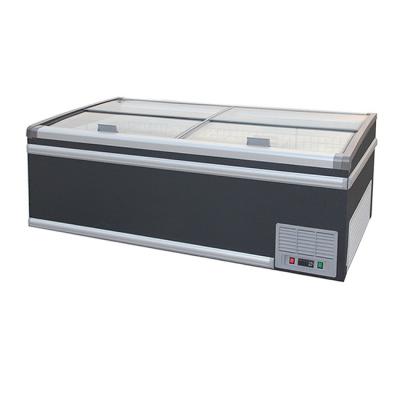 China Static Cooling Supermarket Island Freezer Automatic Defrost With Sliding Door for sale