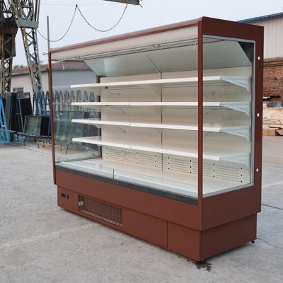 China Automatic Defrost Refrigerated Display Cabinet Vertical Open Air Curtain Merchandisers for sale