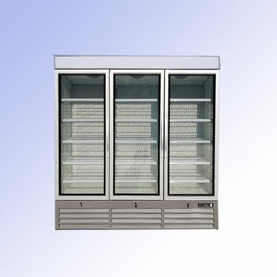 China 220V 50H Upright Glass Door Freezer Beverage Glass Display Cooler 1380L Display Volume for sale