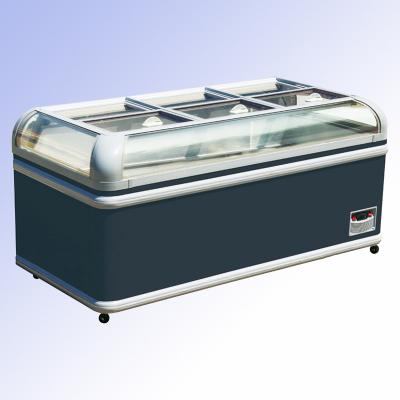 China Glass Top Chest Deep Supermarket Island Freezer With Combination Design for sale