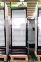 China 400L Display Volume Upright Glass Door Freezer Air Cooling With LED Advertising Panel for sale