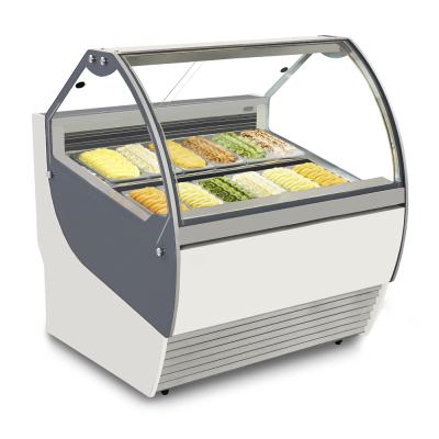 China Curved Glass Ice Cream Refrigerated Display Showcase With High Performance for sale