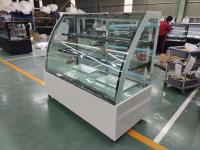 China Curved Glass Refrigerated Bakery Display Case Digital Thermostat With Marble Base for sale