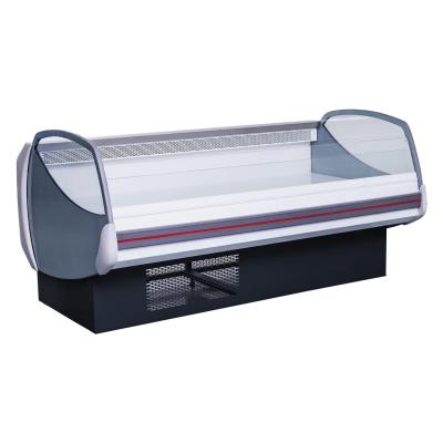 China Customized Color Deli Display Fridge Open Top Fish Showcase Open Top Front Glass for sale