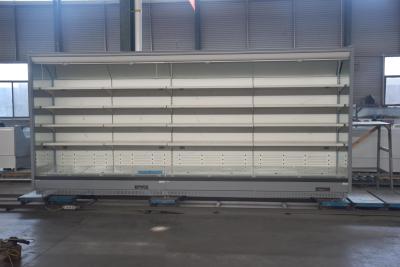 China Fruits Display Commercial Open Display Fridge With Dual Air Curtain And Remote Compressor for sale