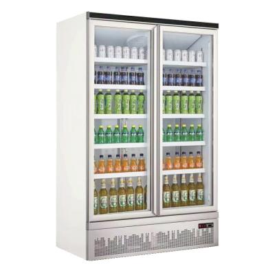 China Beverage Double Glass Doors Showcase Fridge With 5PCS Shelves for sale