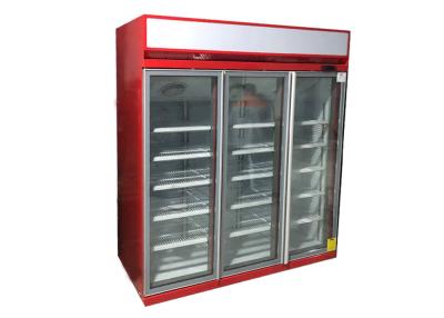 China Top Mount Three Door Upright Glass Door Freezer Vertical for sale