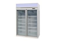 China Digital Thermostat Upright Glass Door Freezer With Led Canopy Light for sale