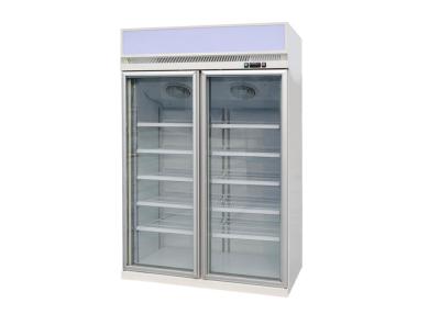 China Digital Thermostat Upright Glass Door Freezer With Led Canopy Light for sale