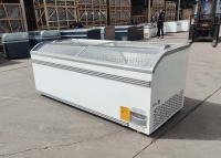 China 1050L Sliding Curved  Glass Top Island Freezer Automatic Defrost for sale